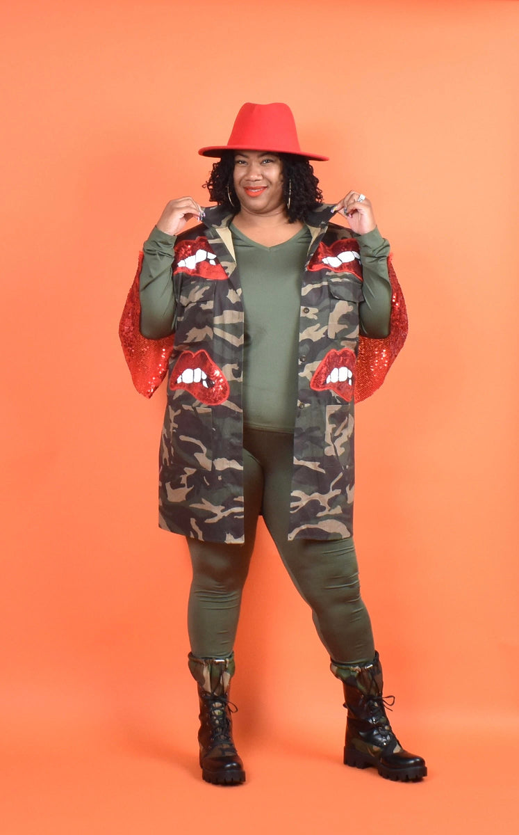 TNT ARMY RED LIP JACKET – TNT UNIQUE DESIGNS